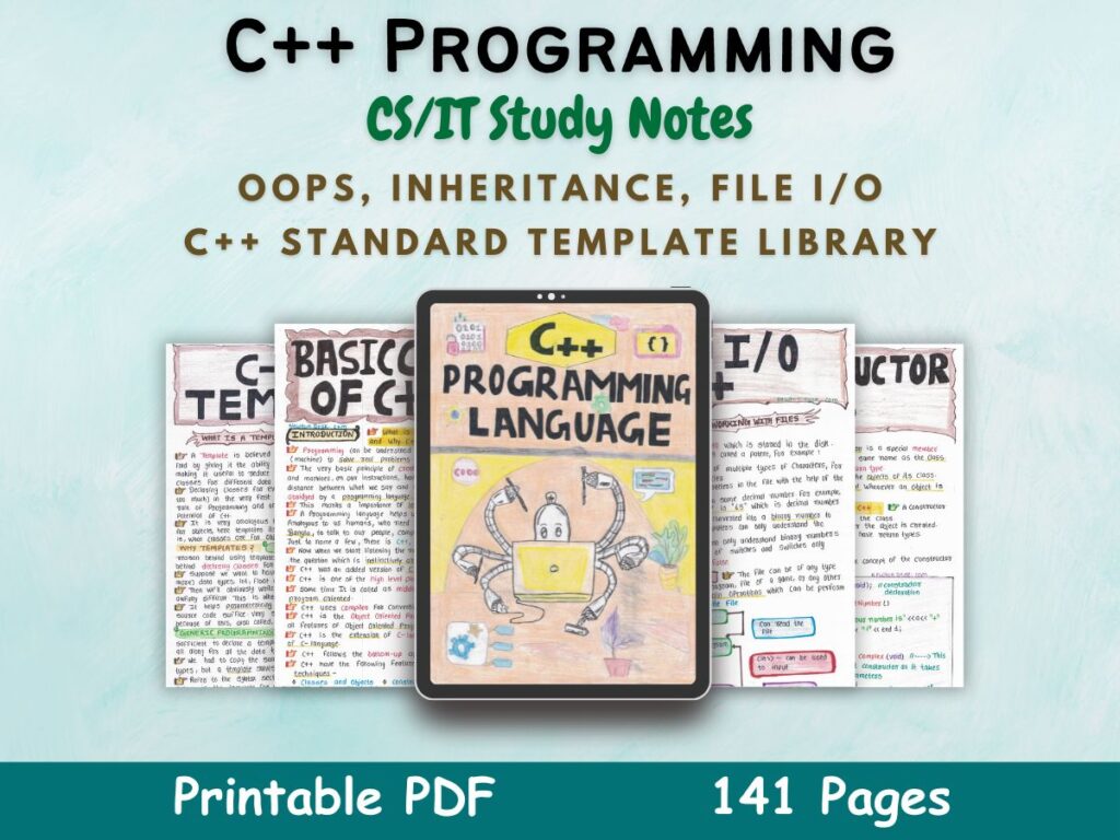 C++ Programming Language (OOPs) Aesthetic Study Notes [PDF] - NewtonDesk