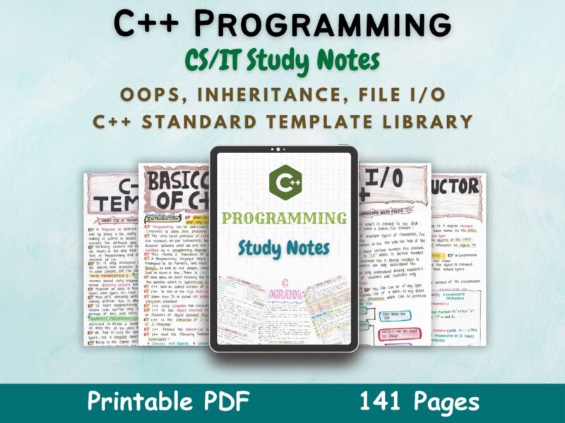 C++ Programming Language (OOPs) Aesthetic Study Notes [PDF] - NewtonDesk