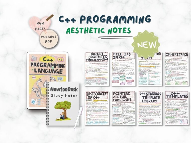 C++ Programming Language (OOPs) Aesthetic Study Notes [PDF] - NewtonDesk
