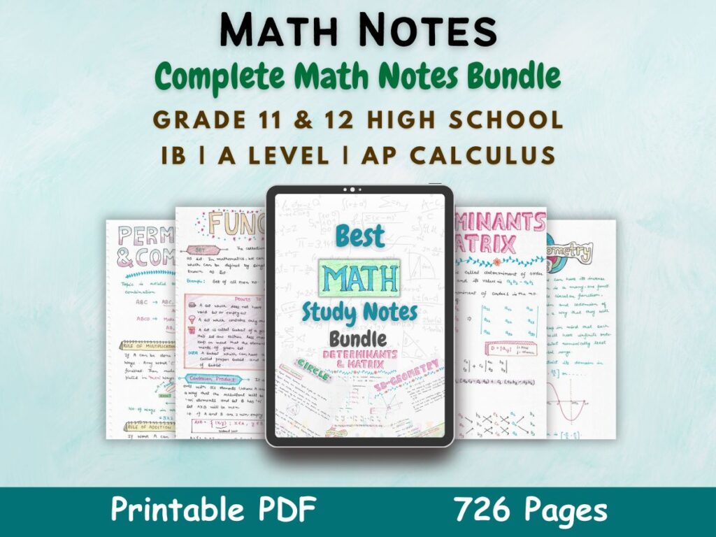 Math (Mathematics) Aesthetic Notes PDF Bundle | for High School Grade ...
