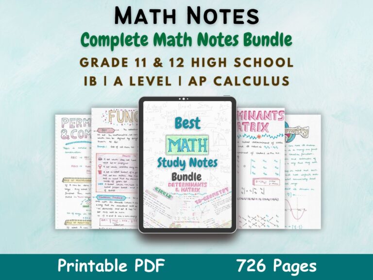 Math (Mathematics) Aesthetic Notes PDF Bundle | for High School Grade ...