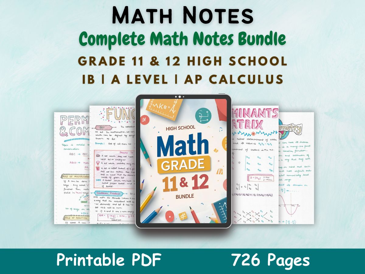 Math (Mathematics) Aesthetic Notes PDF Bundle | for High School Grade ...