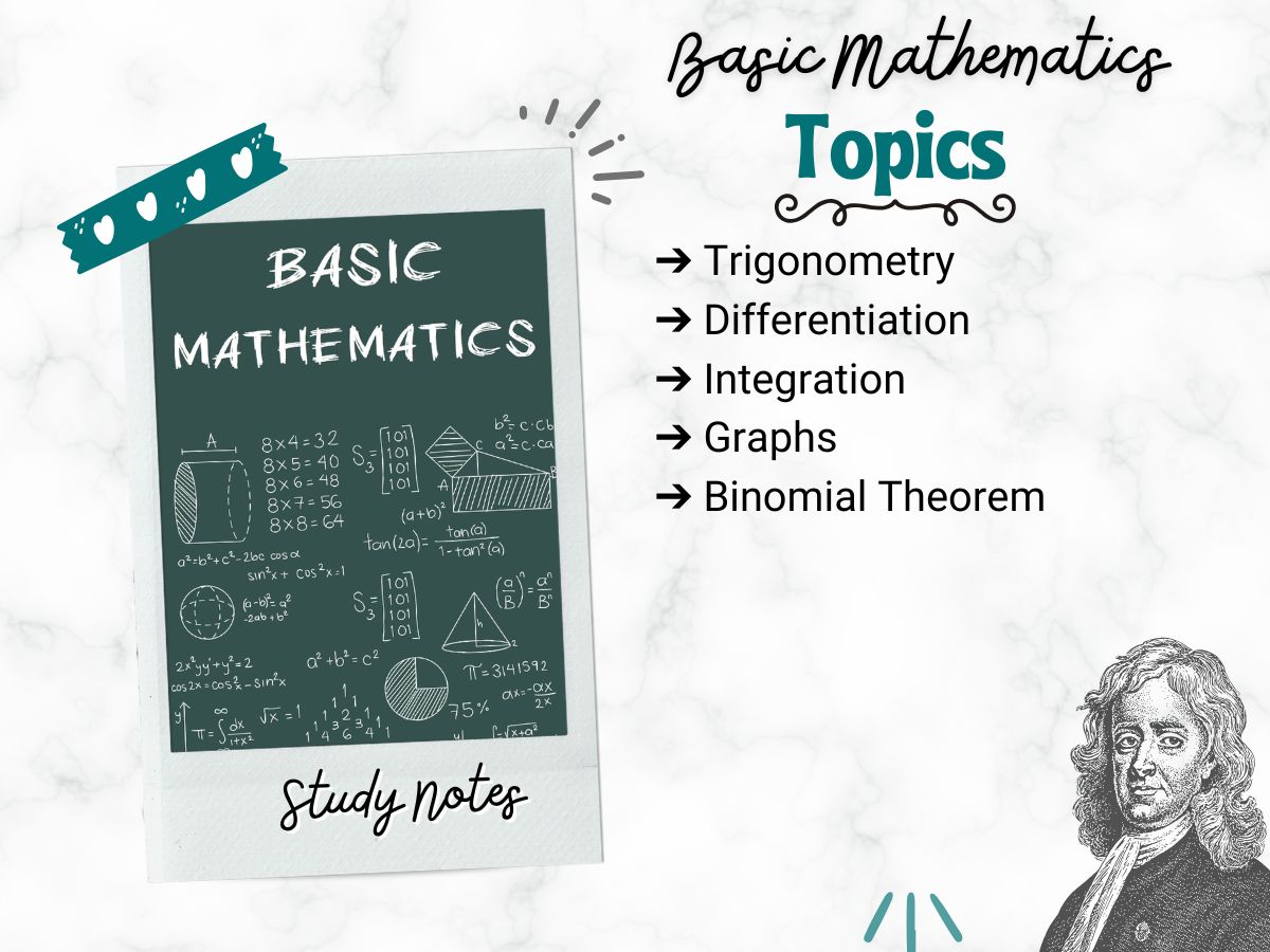 Basic Mathematics (Math) Aesthetic Notes PDF | for High School Grade 11 ...