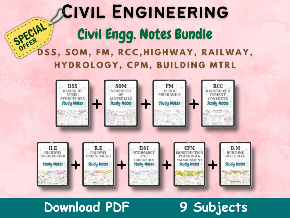 Civil Engineering Aesthetic Notes PDF | 9+1 Subjects Bundle | for Civil ...