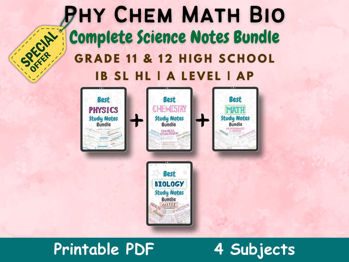 Physics Chemistry Math Biology (PCMB) Aesthetic Notes PDF Bundle | for ...